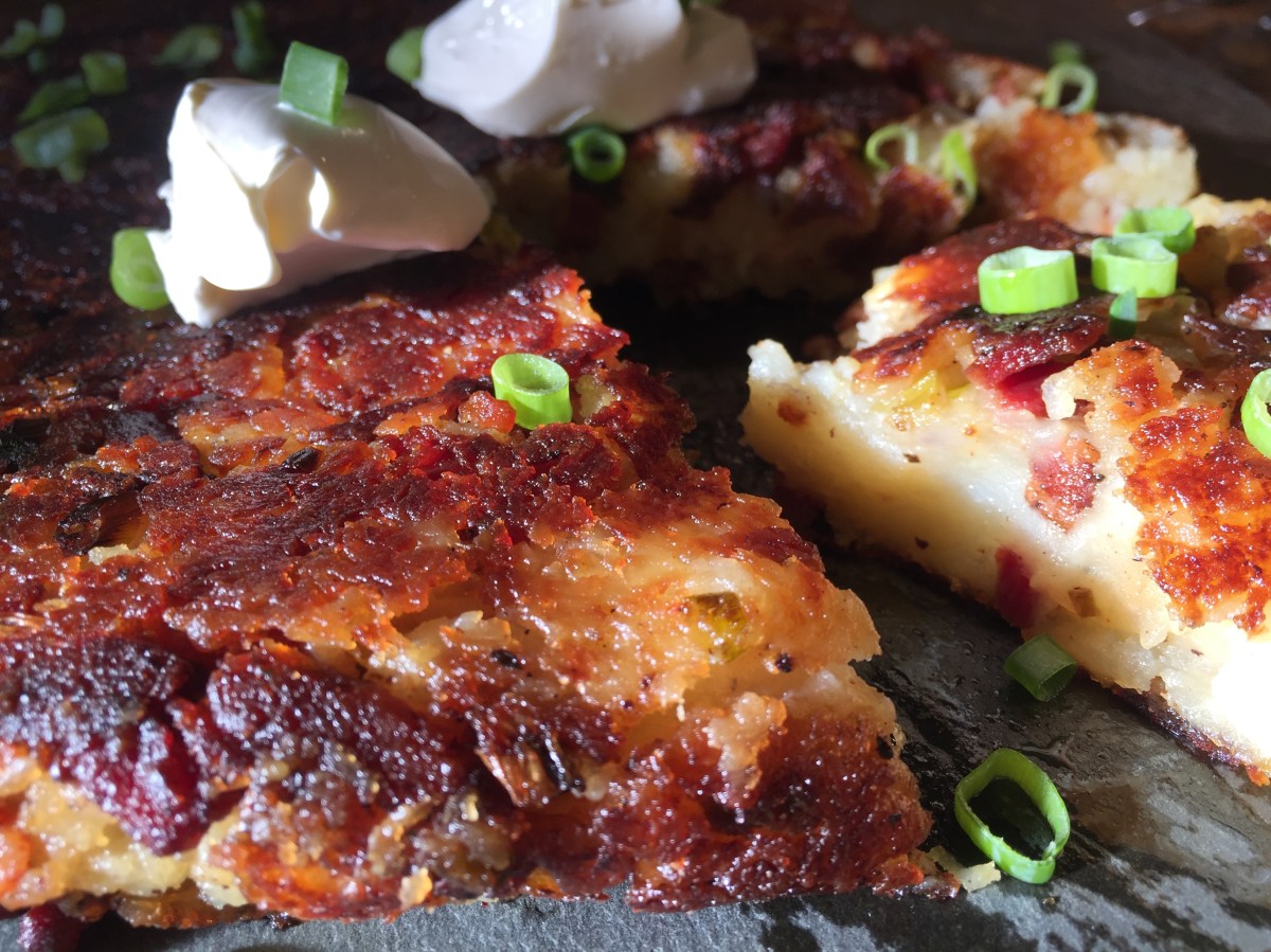 Rosti, the perfect late night potato cake…with scallions and bacon ...